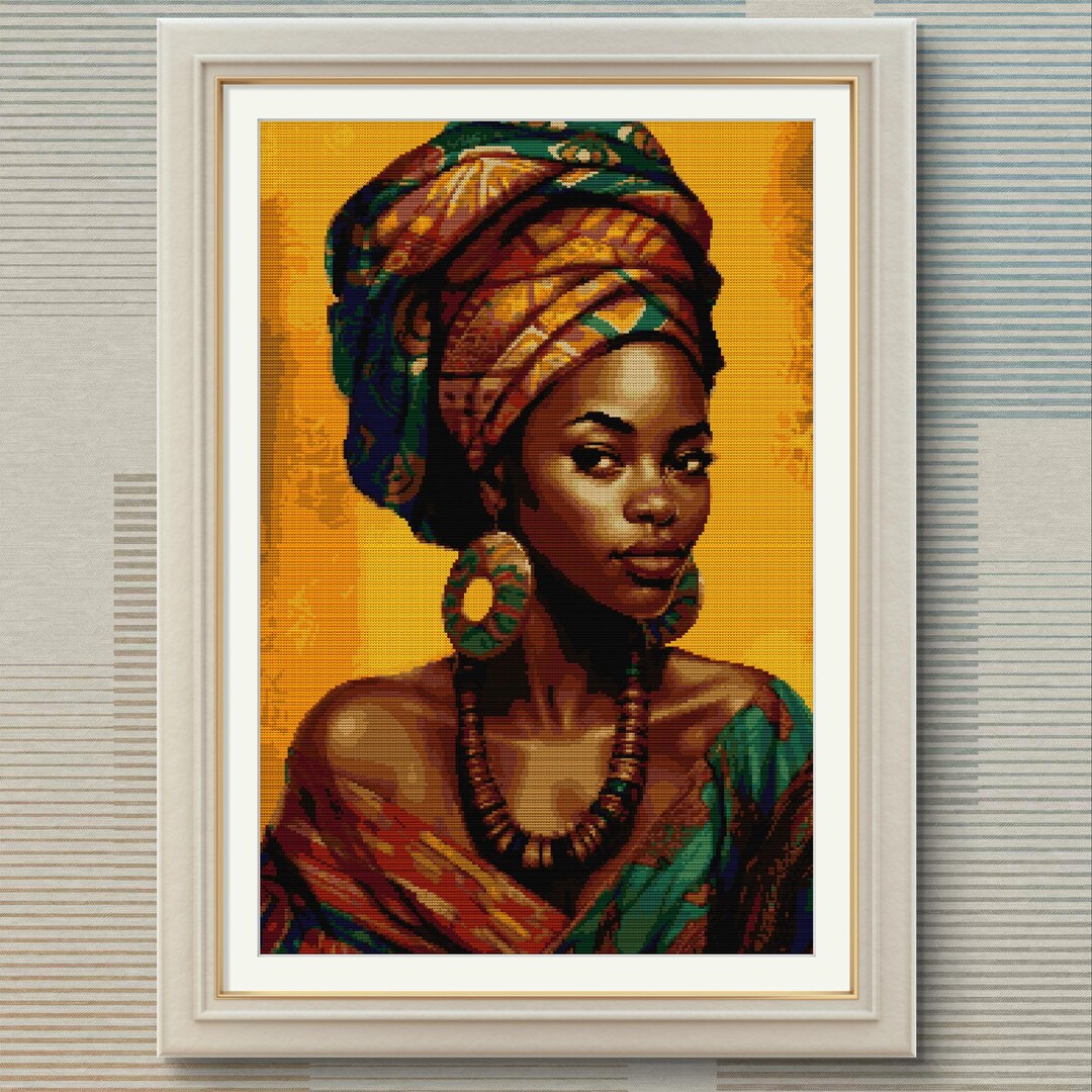 African Woman in Traditional Dress Cross Stitch Pattern PDF, Cultural ...