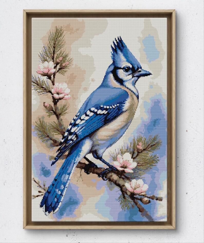 Blue Jay Cross Stitch Pattern PDF, Bird Embroidery Design, Nature ...