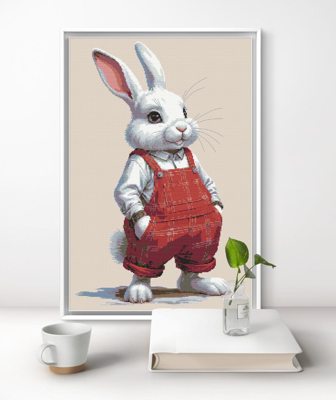 White Rabbit Cross Stitch Pattern PDF, Cute Bunny Embroidery Design ...