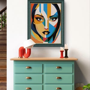 Abstract Woman Portrait Cross Stitch Pattern PDF, Modern Embroidery ...