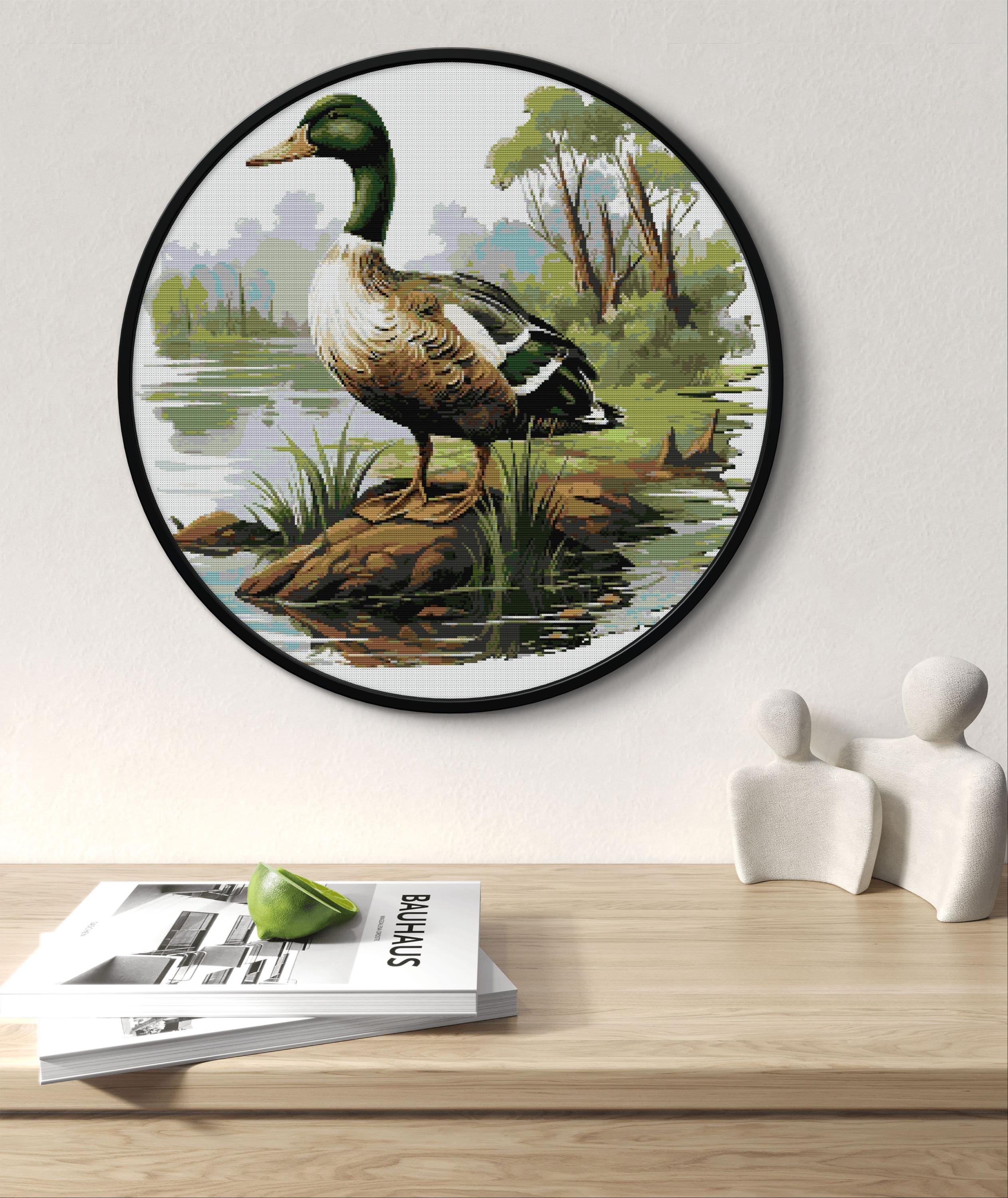Mallard Duck Cross Stitch Pattern PDF, Realistic Wildlife Embroidery ...