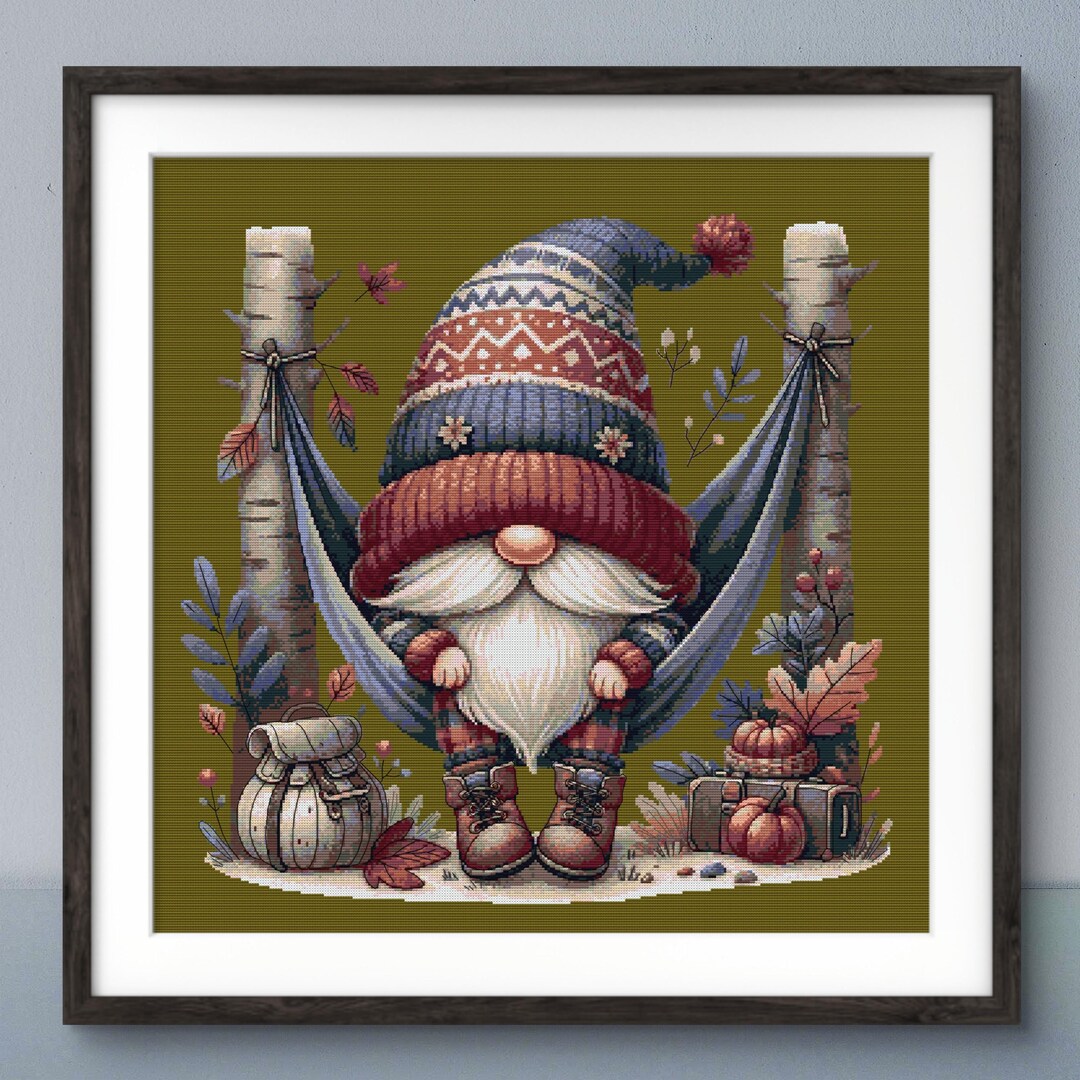 Gnome Cross Stitch Pattern PDF, Hammock Stitch Chart - Etsy