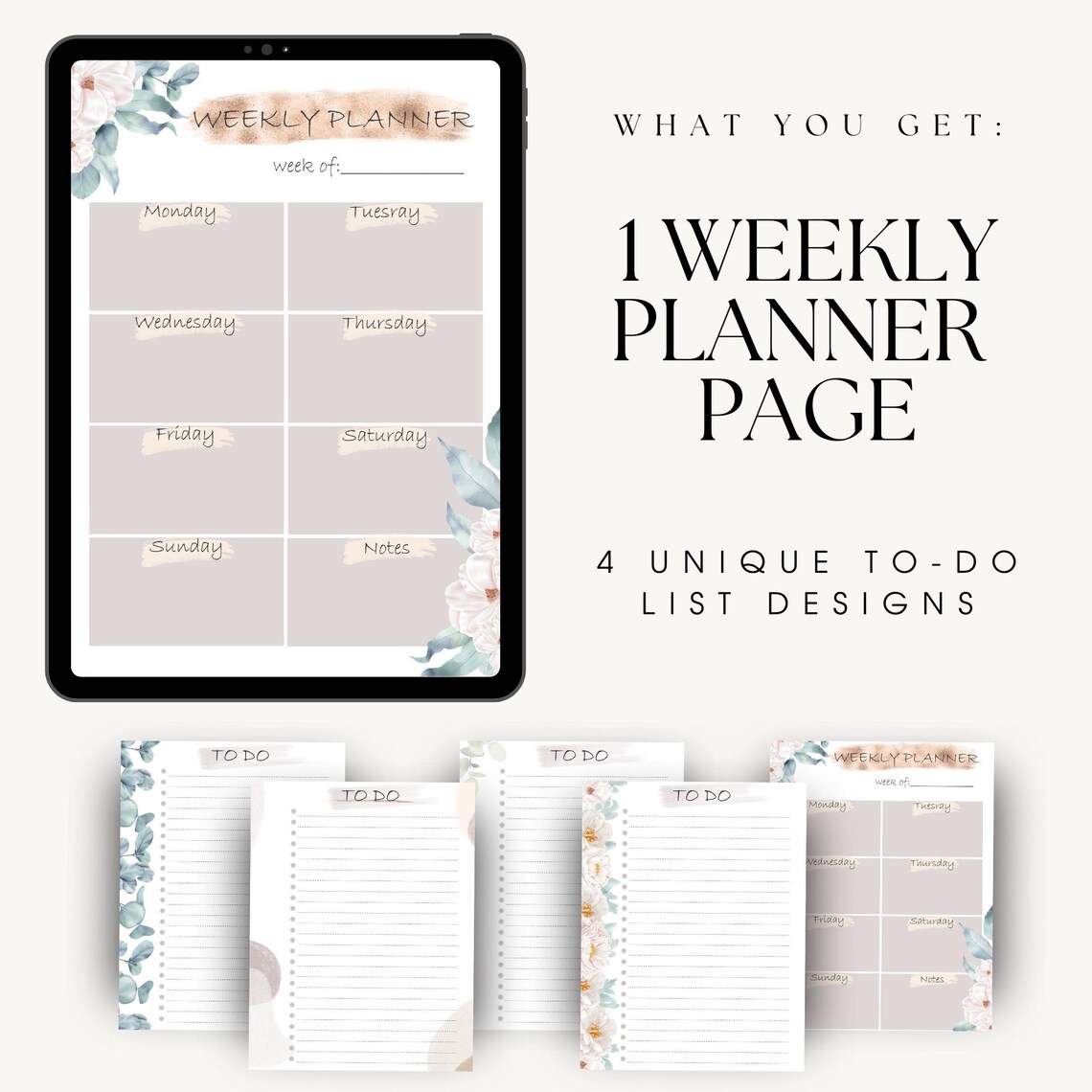 Printable Weekly Planner and To-do List Bundle | Minimalist PDF Planner ...