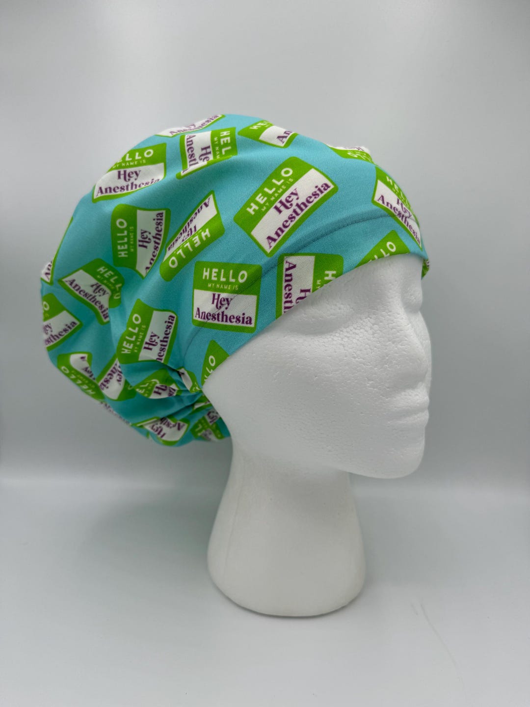 Hello My Name is Hey Anesthesia Euro Scrub Hat - Etsy