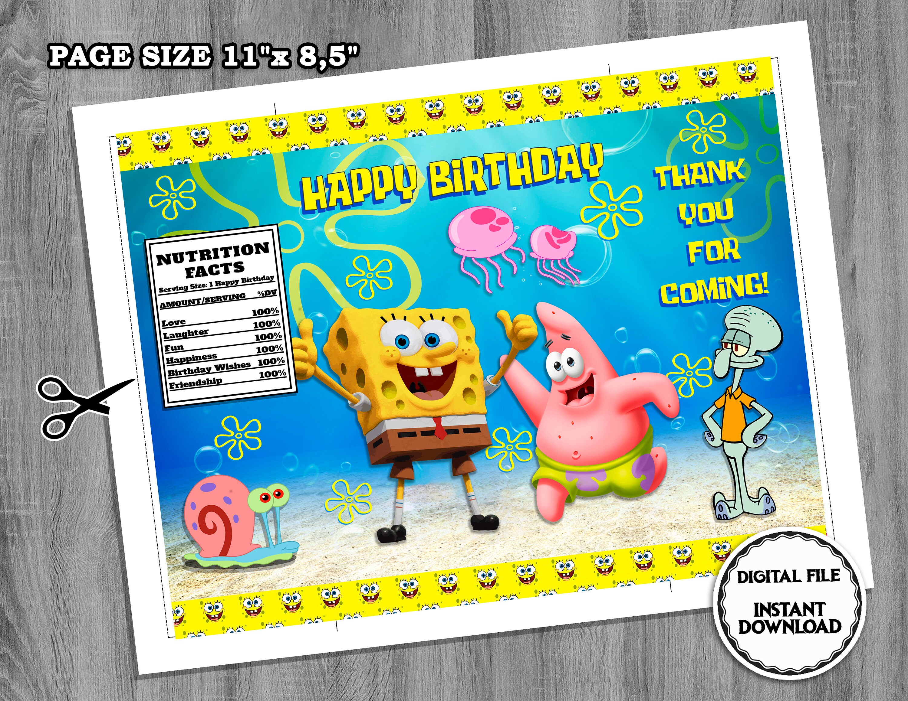 Spongebob Chip Bag Digital SpongeBob Birthday Party | Etsy
