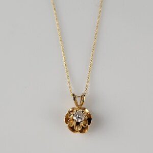 Victorian Diamond Buttercup 14KT Gold Necklace - Etsy
