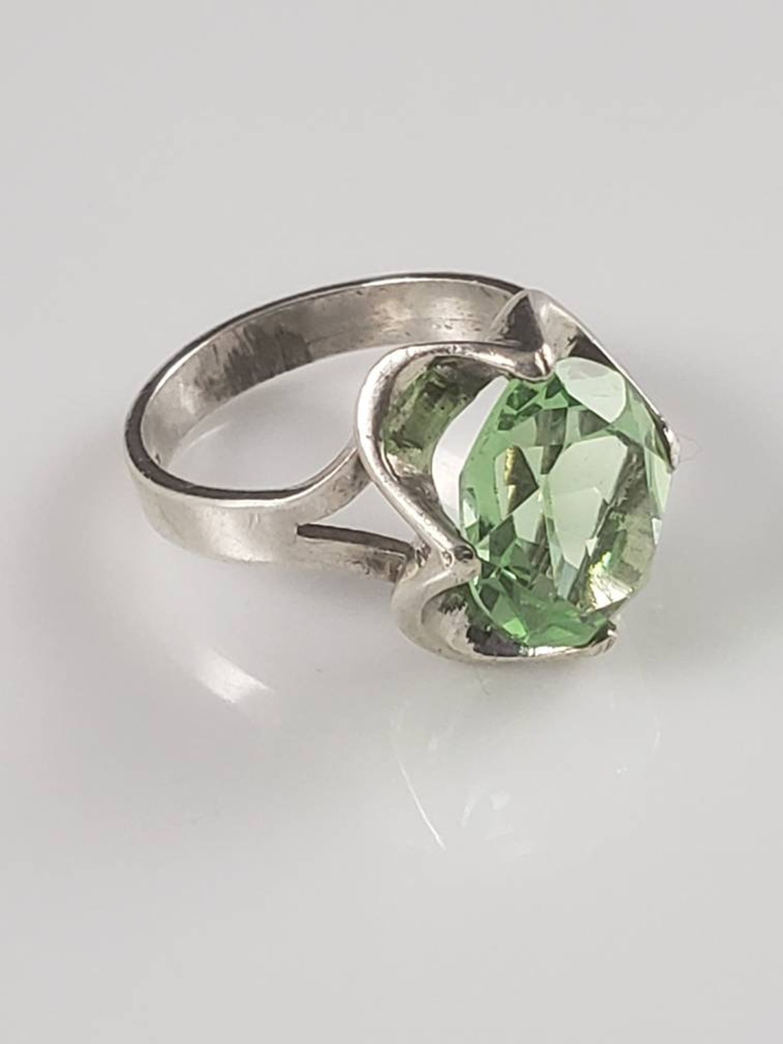Taxco Rare Green Spinel Glass Signed Solitaire Statement - Etsy