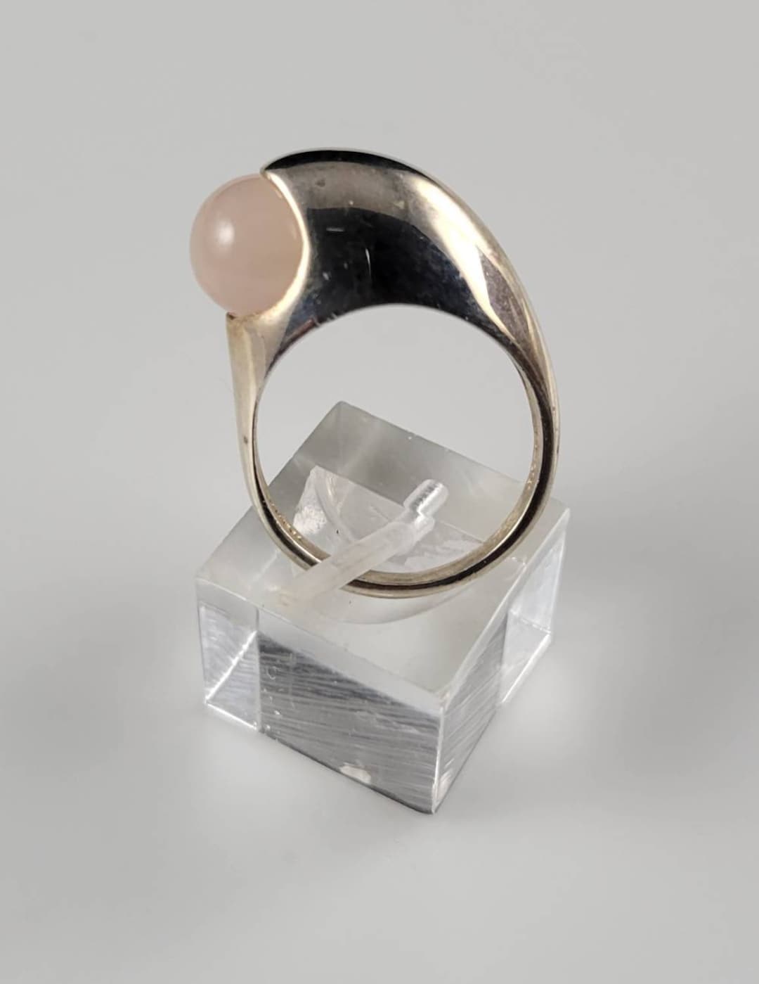 Henrik Ulrichsen Modernist Rose Quartz Sterling Siliver Ring - Etsy