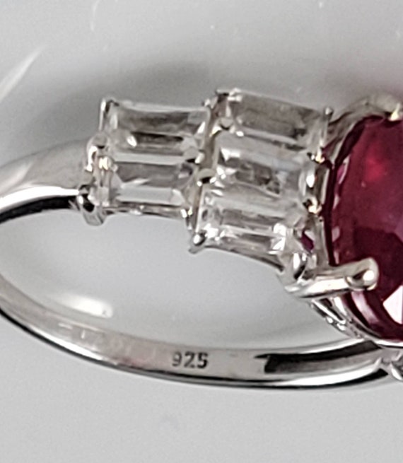 Genuine STS Ruby & Baguette Cut White Spinel Sterling… - Gem