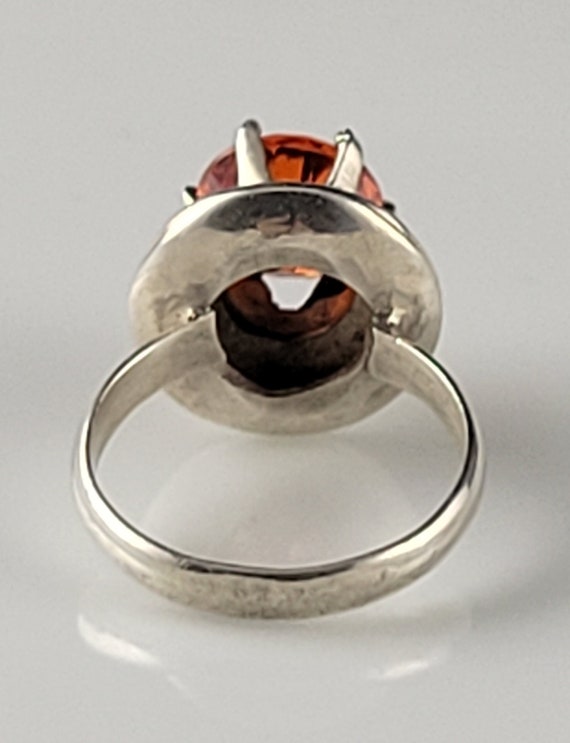 1950s Bold Taxco Orange Glass Sterling Statement Ring - Gem