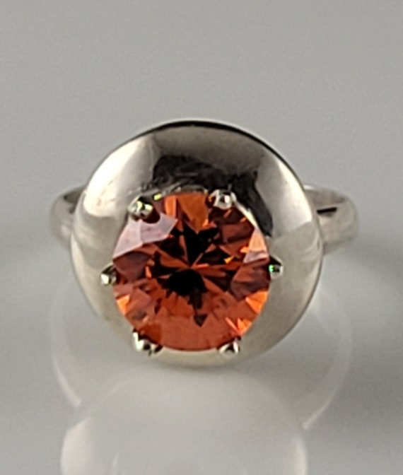 1950s Bold Taxco Orange Glass Sterling Statement Ring - Gem