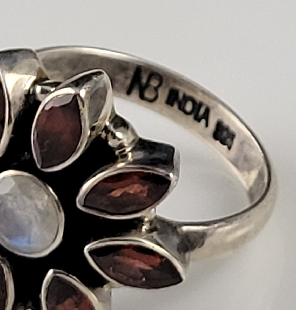Nicky Butler Garnet & Moonstone Sterling Silver Cluster Ring - Etsy