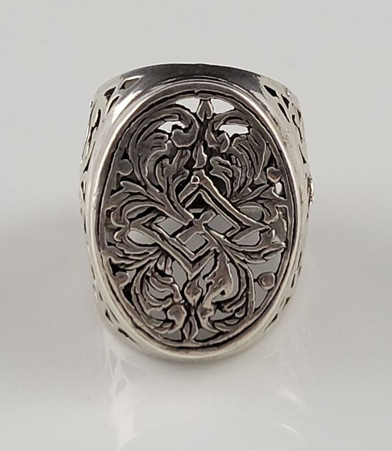 Victorian Style Sterling Floral Scrollwork Ring-Made … - Gem
