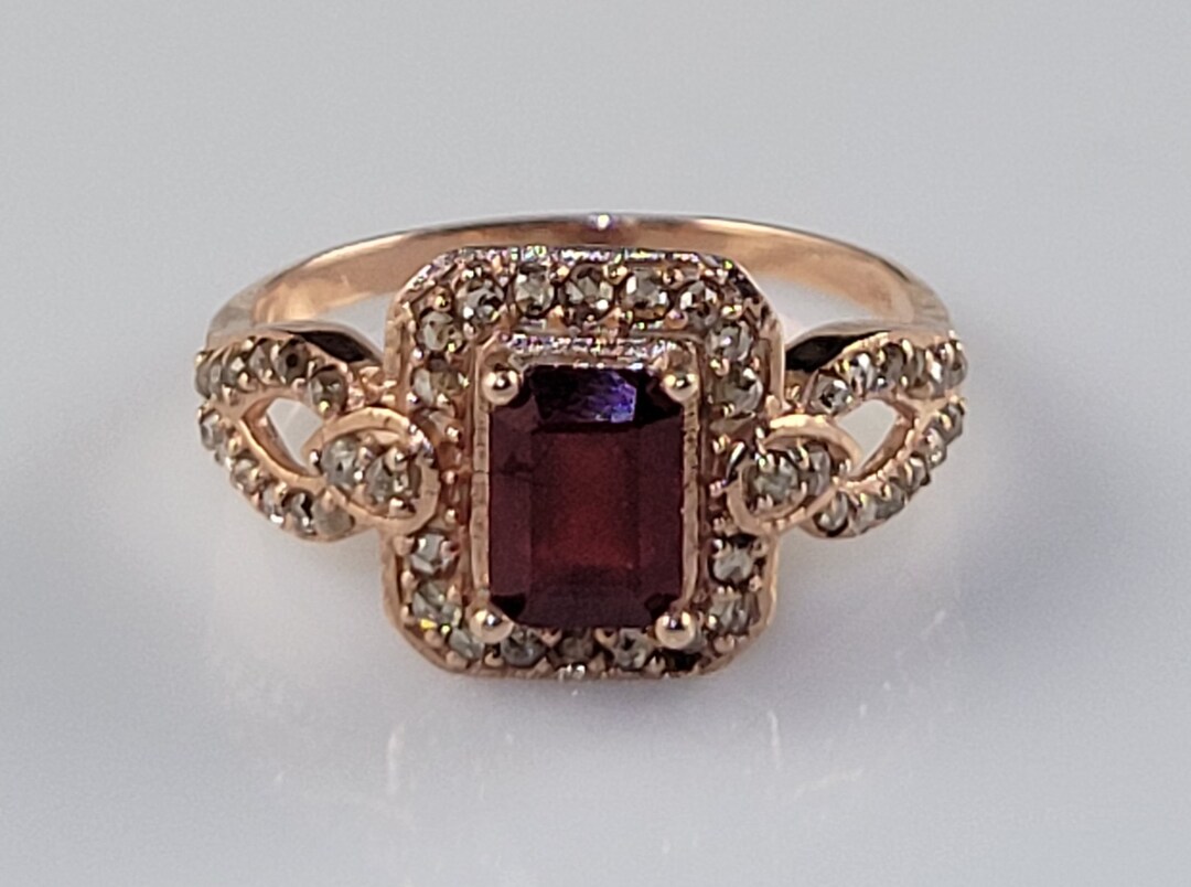 Gorgeous Antique Style Step Cut Ruby & Rose Cut Diamond Vermeil Ring - Etsy