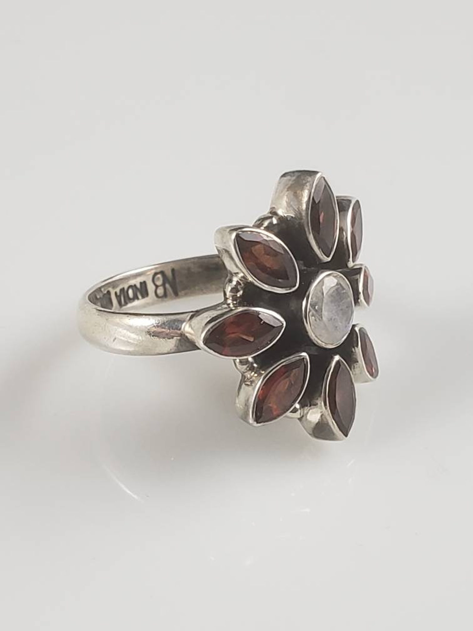 Nicky Butler Garnet & Moonstone Sterling Silver Cluster Ring | Etsy