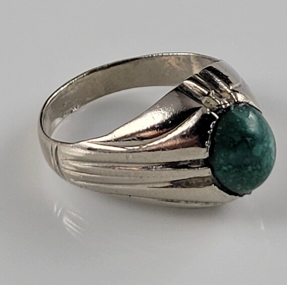 Antique Steampunk Chrysocolla Sterling Statement Ring - Gem