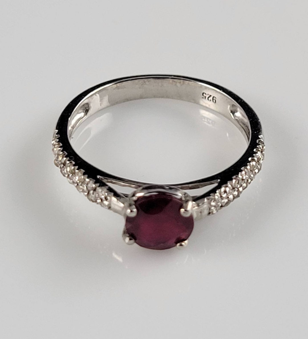 Vintage Ruby & Diamond Sterling Silver Ring - Etsy