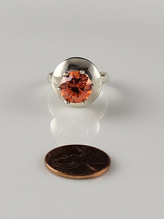 1950s Bold Taxco Orange Glass Sterling Statement Ring - Gem