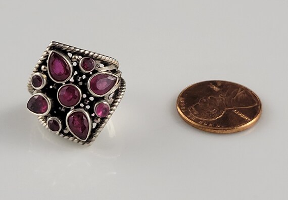 Vintage Artisan Ruby Sterling Silver Ring - Gem