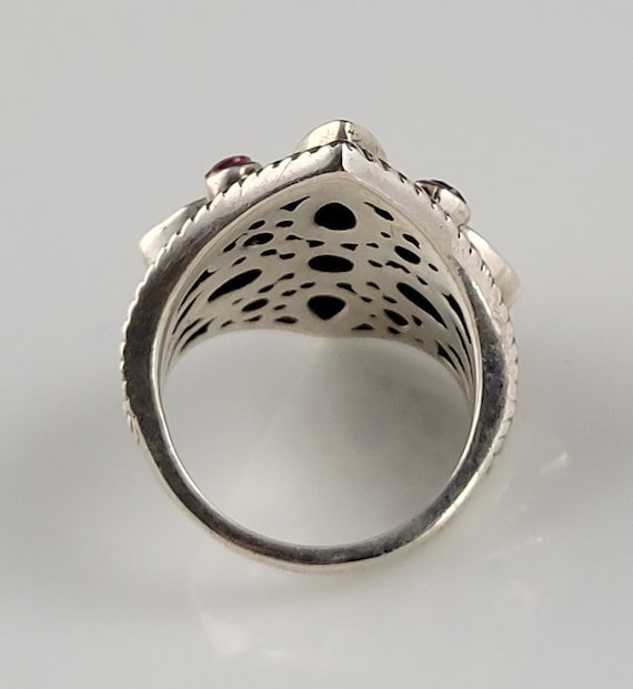 Vintage Artisan Ruby Sterling Silver Ring - Gem
