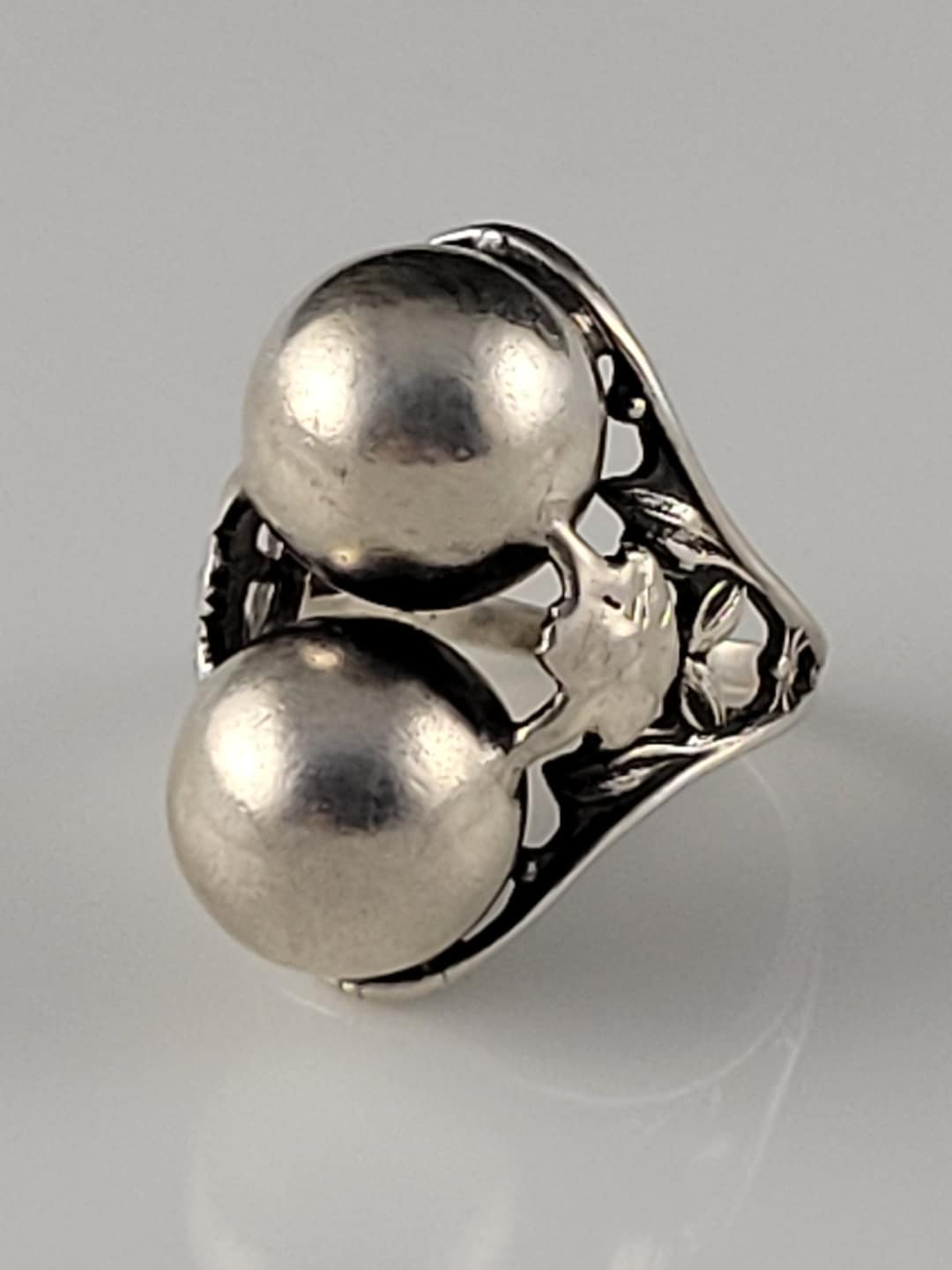 Rare Art Nouveau Sterling Double Orb Perfume Ring - Etsy