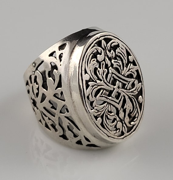 Victorian Style Sterling Floral Scrollwork Ring-Made … - Gem