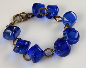 Art Deco Vintage Sterling Silver Pools of Light Rock Crystal Link ...