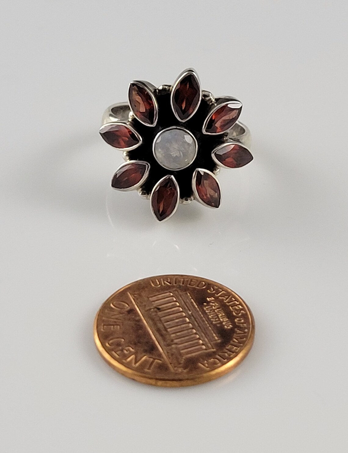 Nicky Butler Garnet & Moonstone Sterling Silver Cluster Ring - Etsy