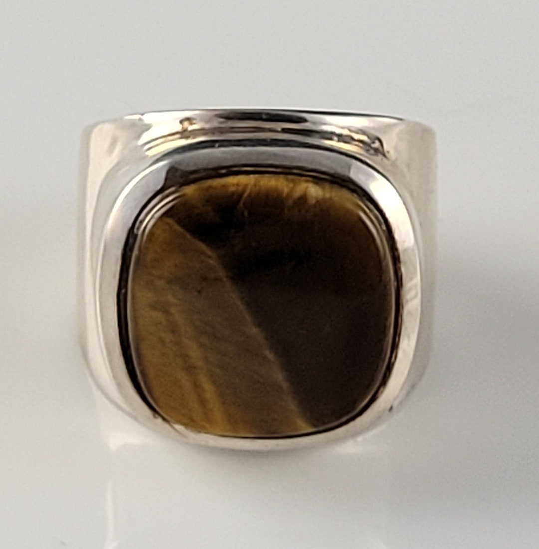 Minimalist Cory Tiger's Eye Sterling Statement Ring-germany - Etsy
