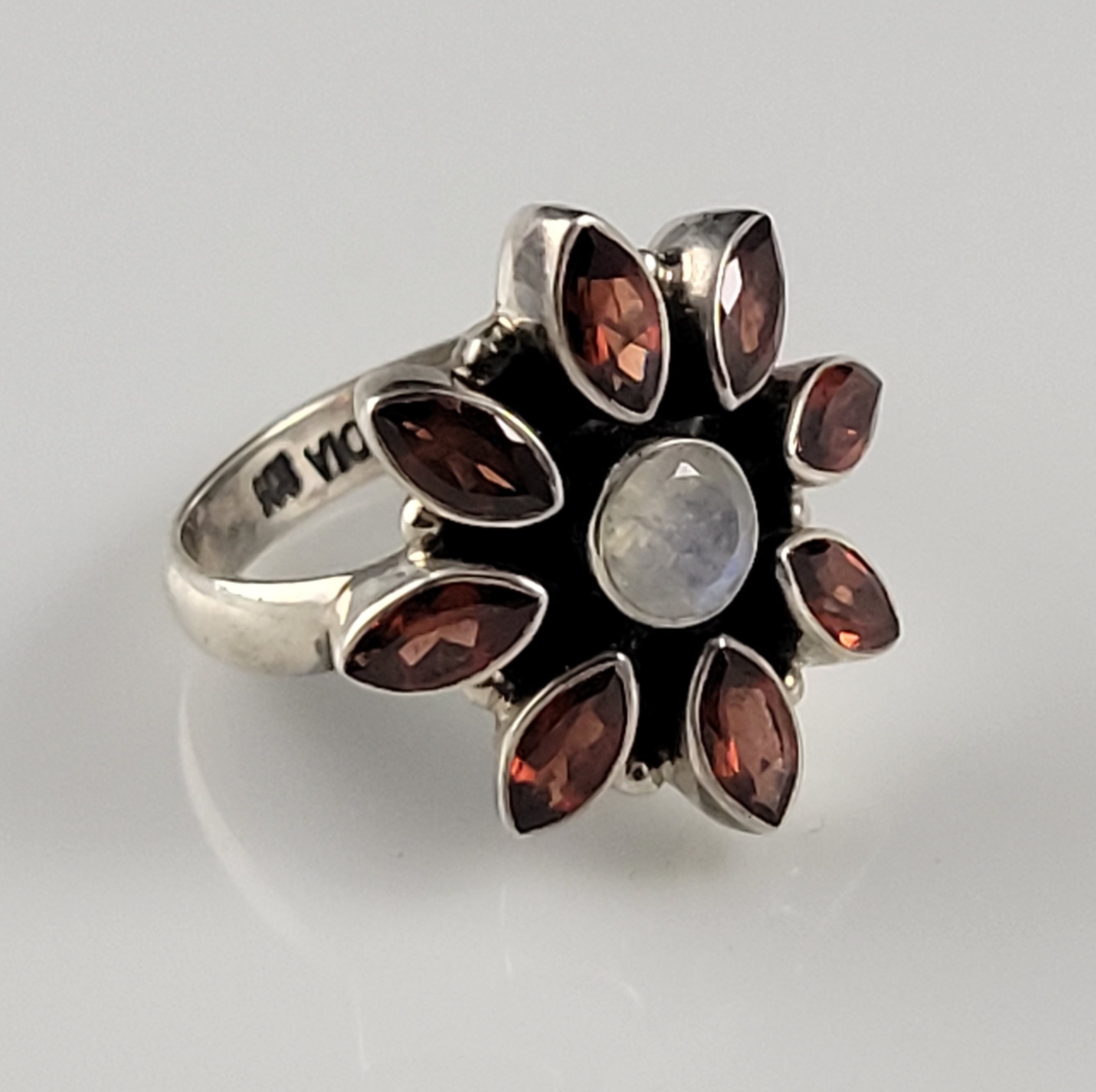 Nicky Butler Garnet & Moonstone Sterling Silver Cluster Ring - Etsy