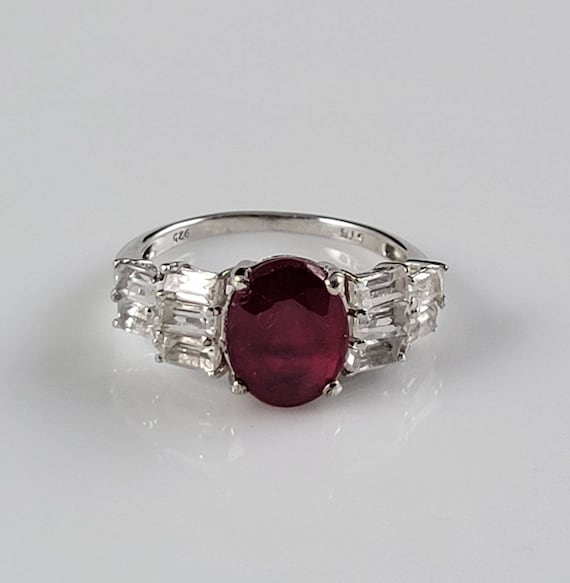 Genuine STS Ruby & Baguette Cut White Spinel Sterling… - Gem