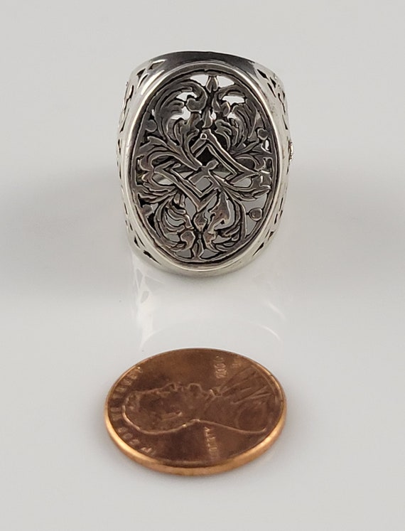 Victorian Style Sterling Floral Scrollwork Ring-Made … - Gem