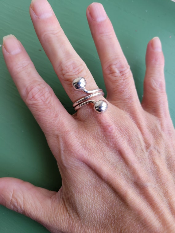 Taxco Modernist Sterling Silver Orb Ring - Gem