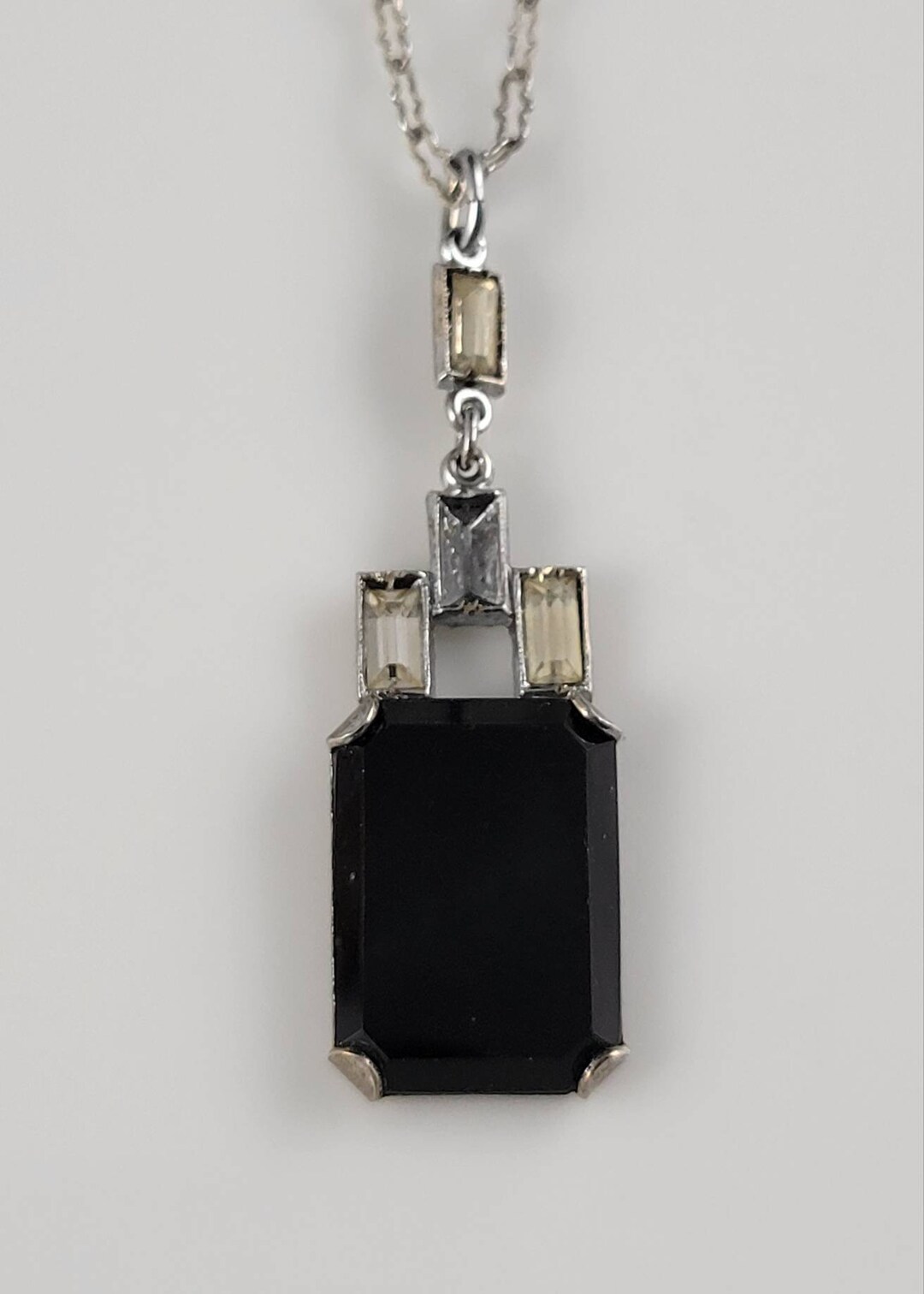 Titanic! Antique Ostby Barton Black Jet & Rhinestone Necklace - Etsy