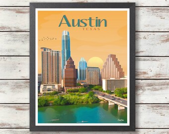 Austin Travel Poster | Etsy