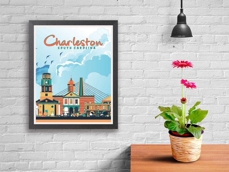 Charleston South Carolina Travel Poster Printed Poster | Etsy