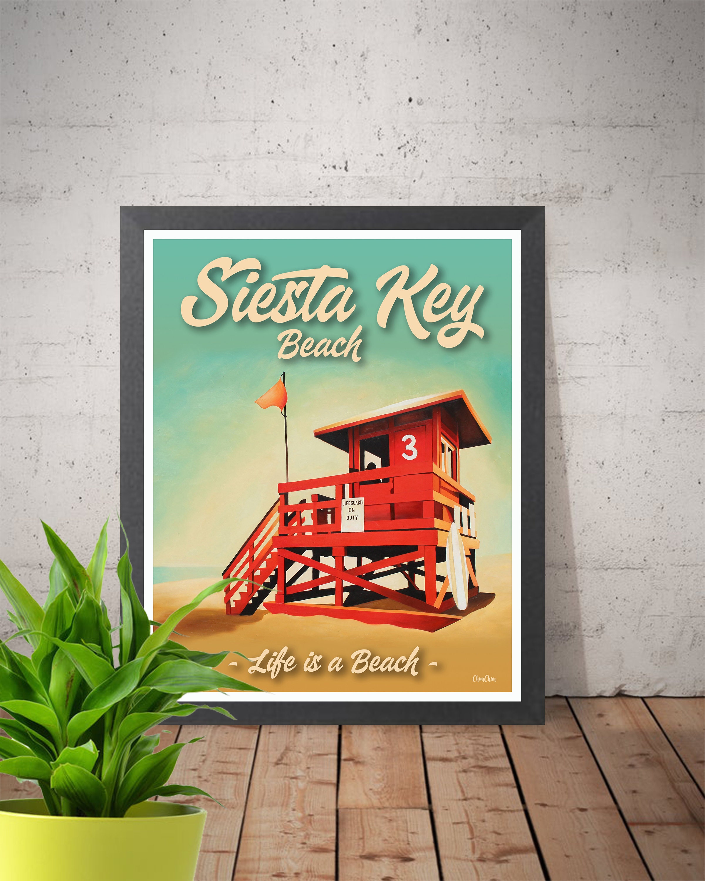 Siesta Key Florida Travel Poster Life is a Beach Digital | Etsy