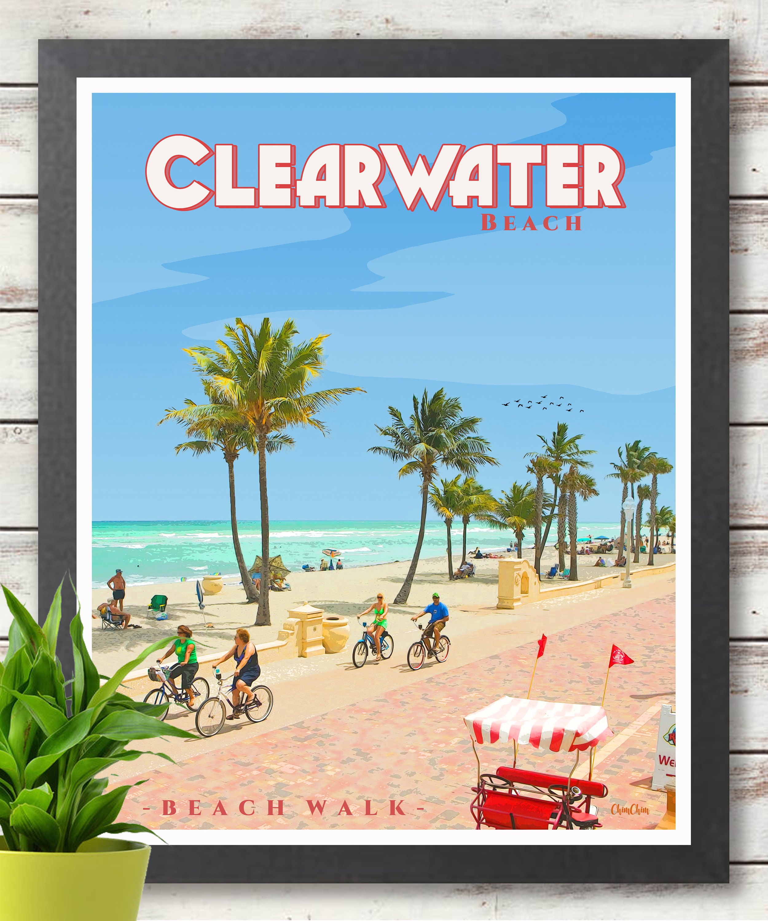 Clearwater Beach Travel Poster - Beach Walk - Florida - Digital ...