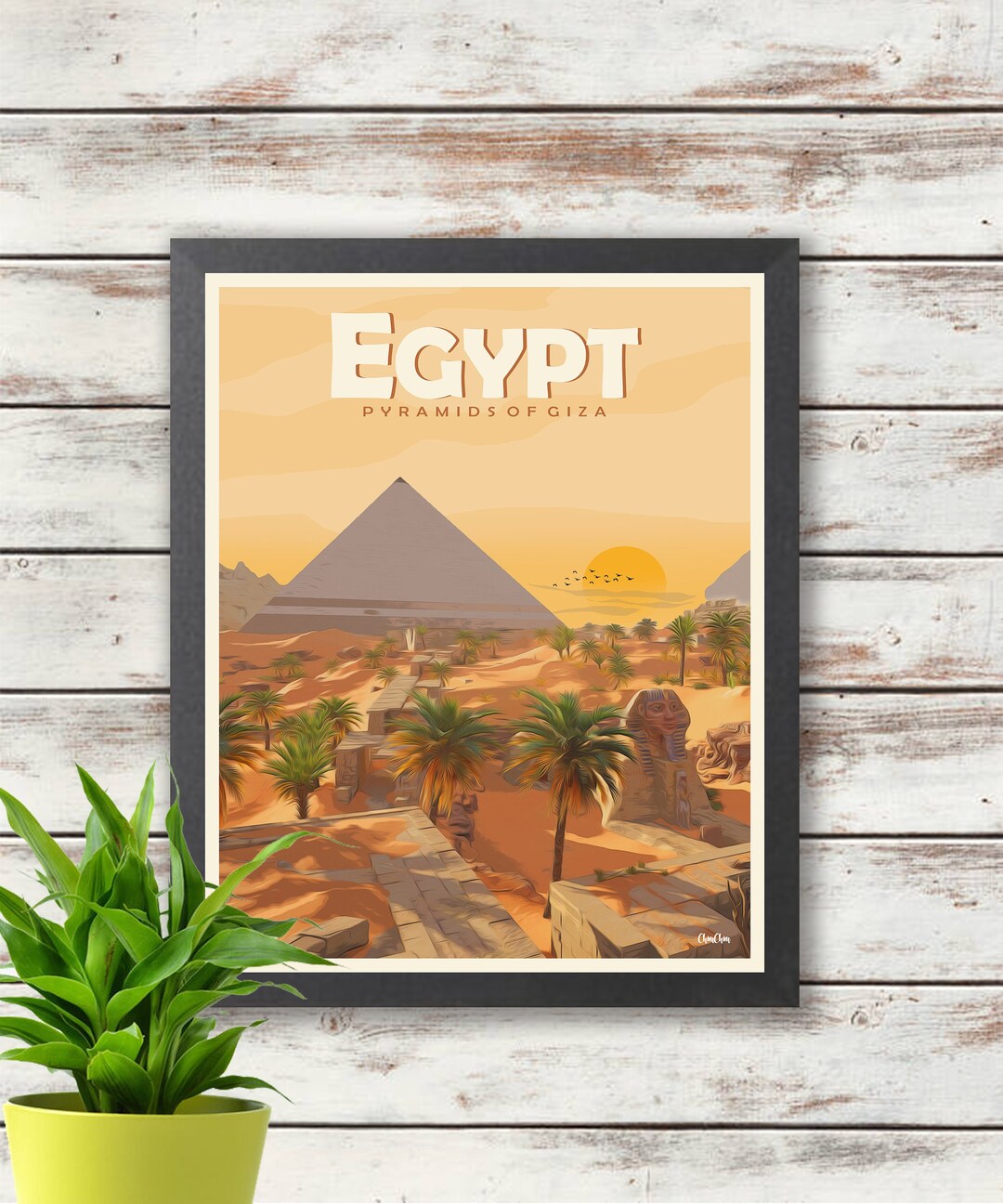 Egypt Travel Poster - Pyramids of Giza - Printed Poster - Wall Deco ...