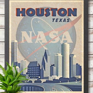 Houston - Texas Travel Poster - Space City - Nasa - Digital Download ...
