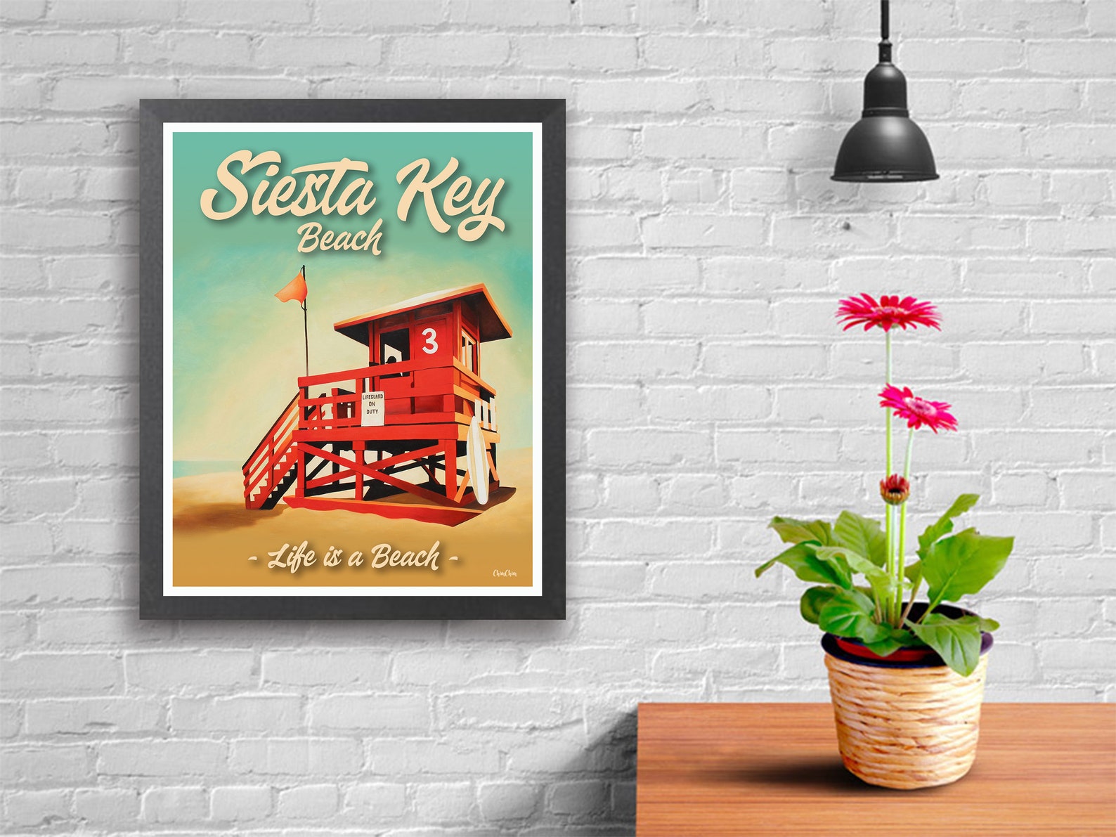 Siesta Key Florida Travel Poster Life is a Beach Digital | Etsy