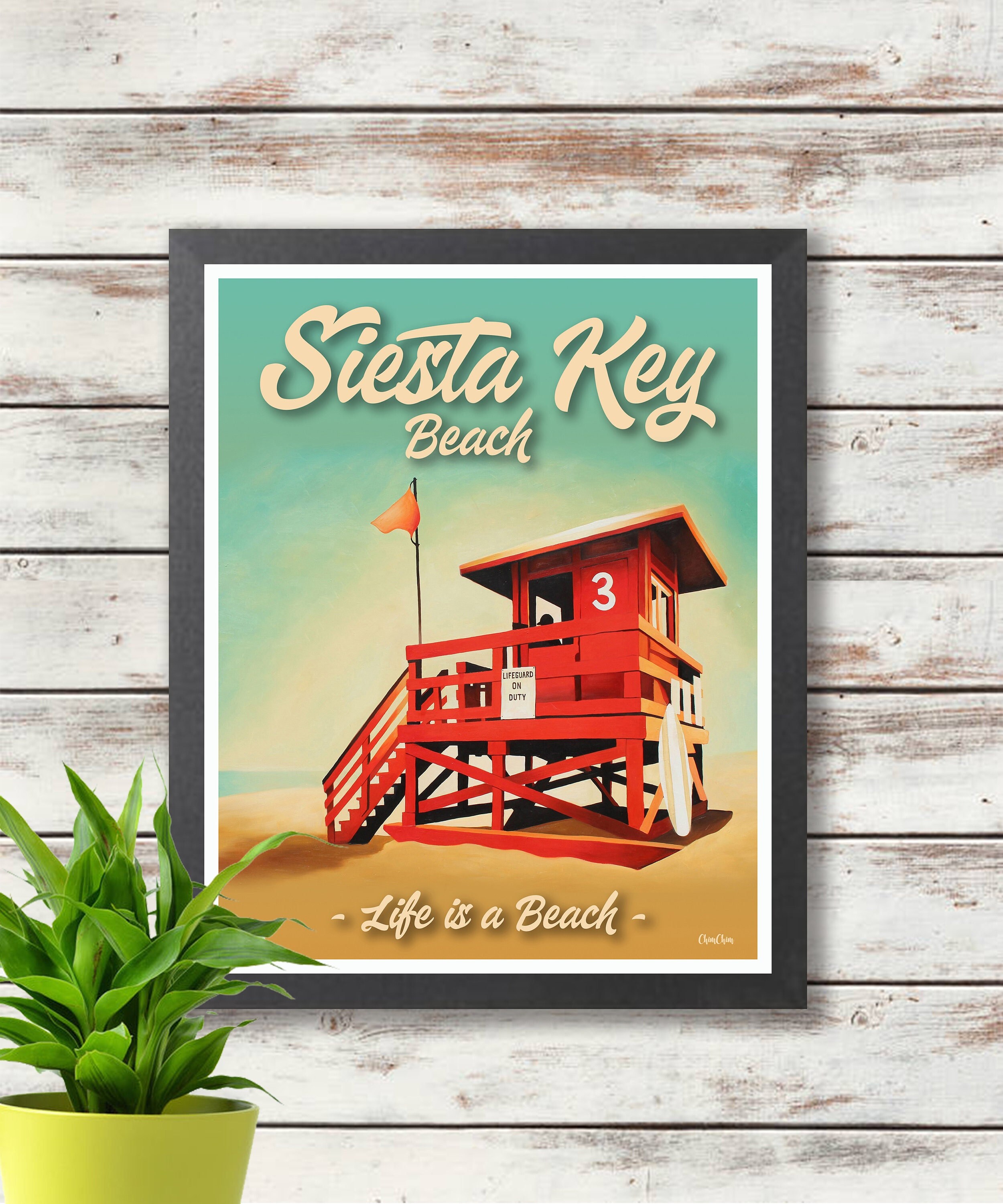 Siesta Key Florida Travel Poster Life is a Beach Digital | Etsy