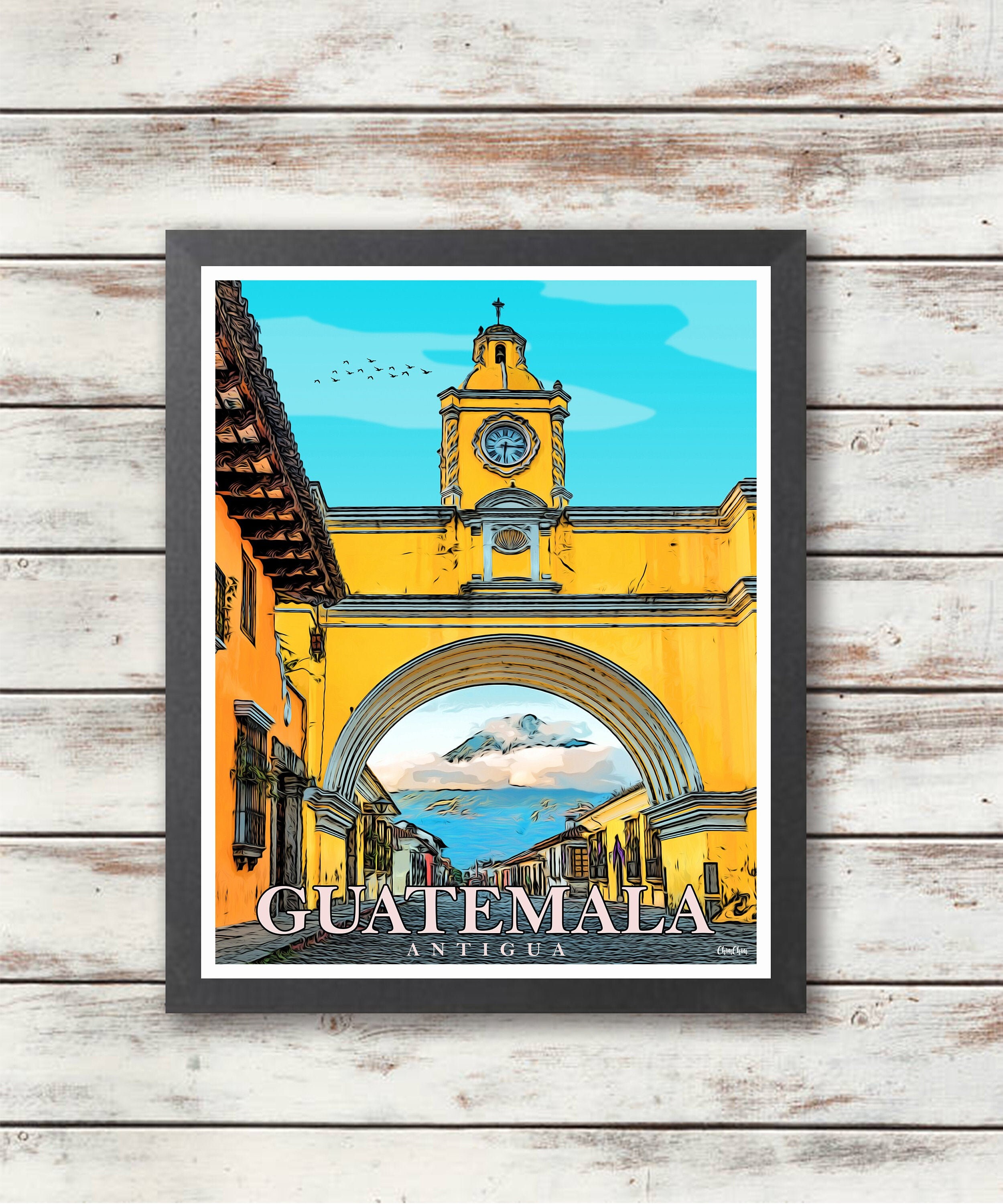 Guatemala Travel Poster Antigua Digital Download Art | Etsy