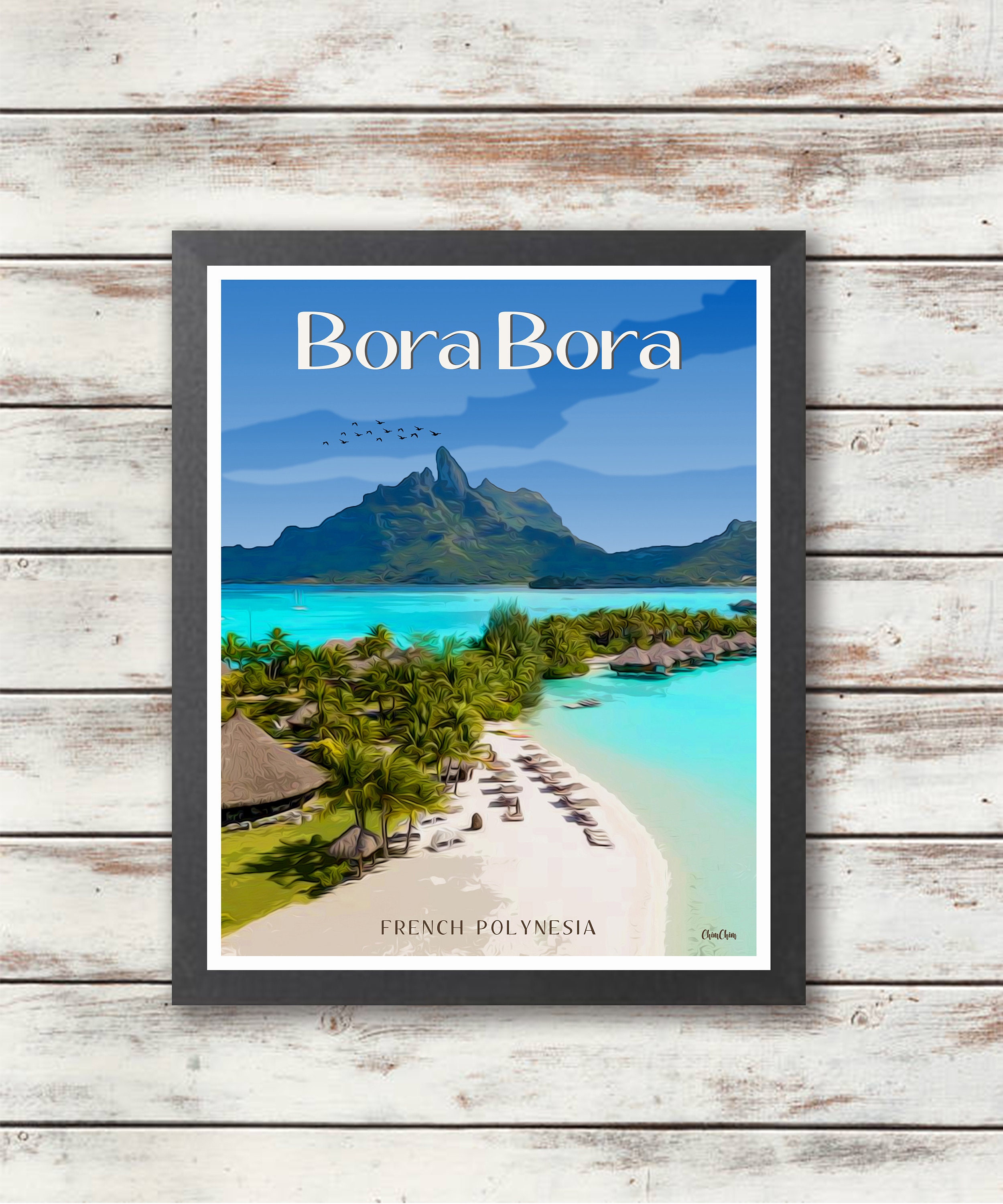 Bora Bora French Polynesia Travel Poster Tahiti Digital | Etsy