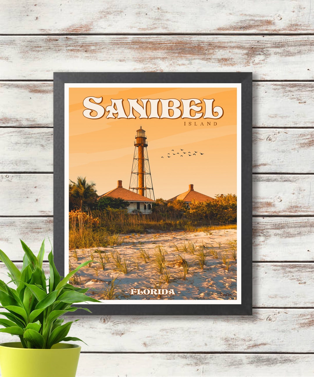 Sanibel Island Travel Poster - Florida - Printed Poster - Wall Deco ...