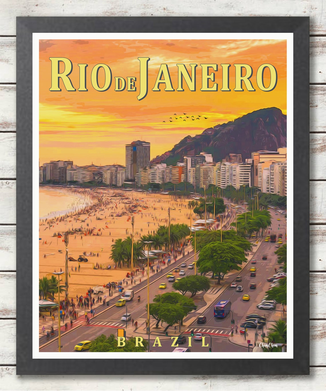 Brazil Rio de Janeiro Travel Poster Digital Download Art | Etsy