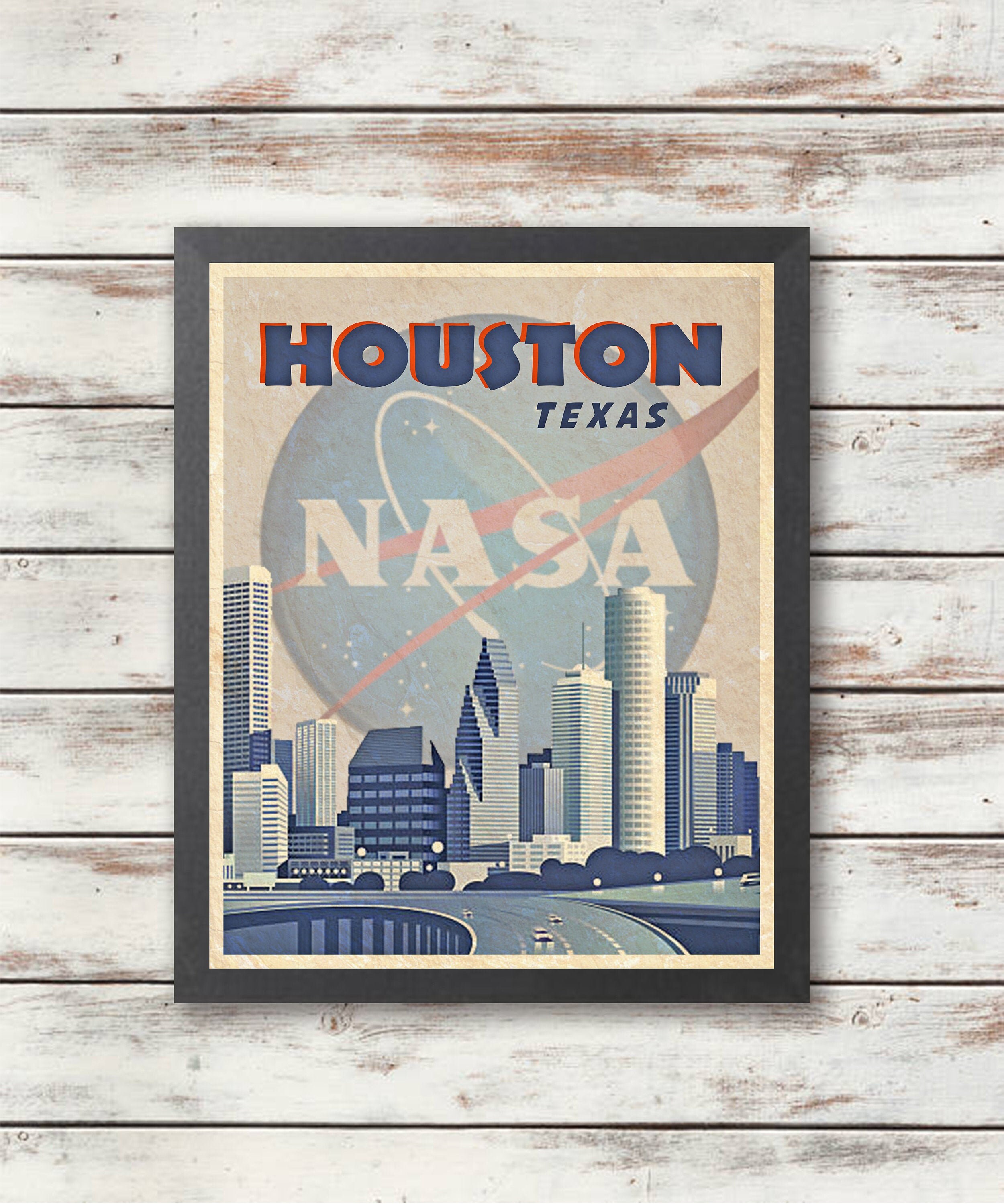 Houston Texas Travel Poster Space City Nasa Digital | Etsy