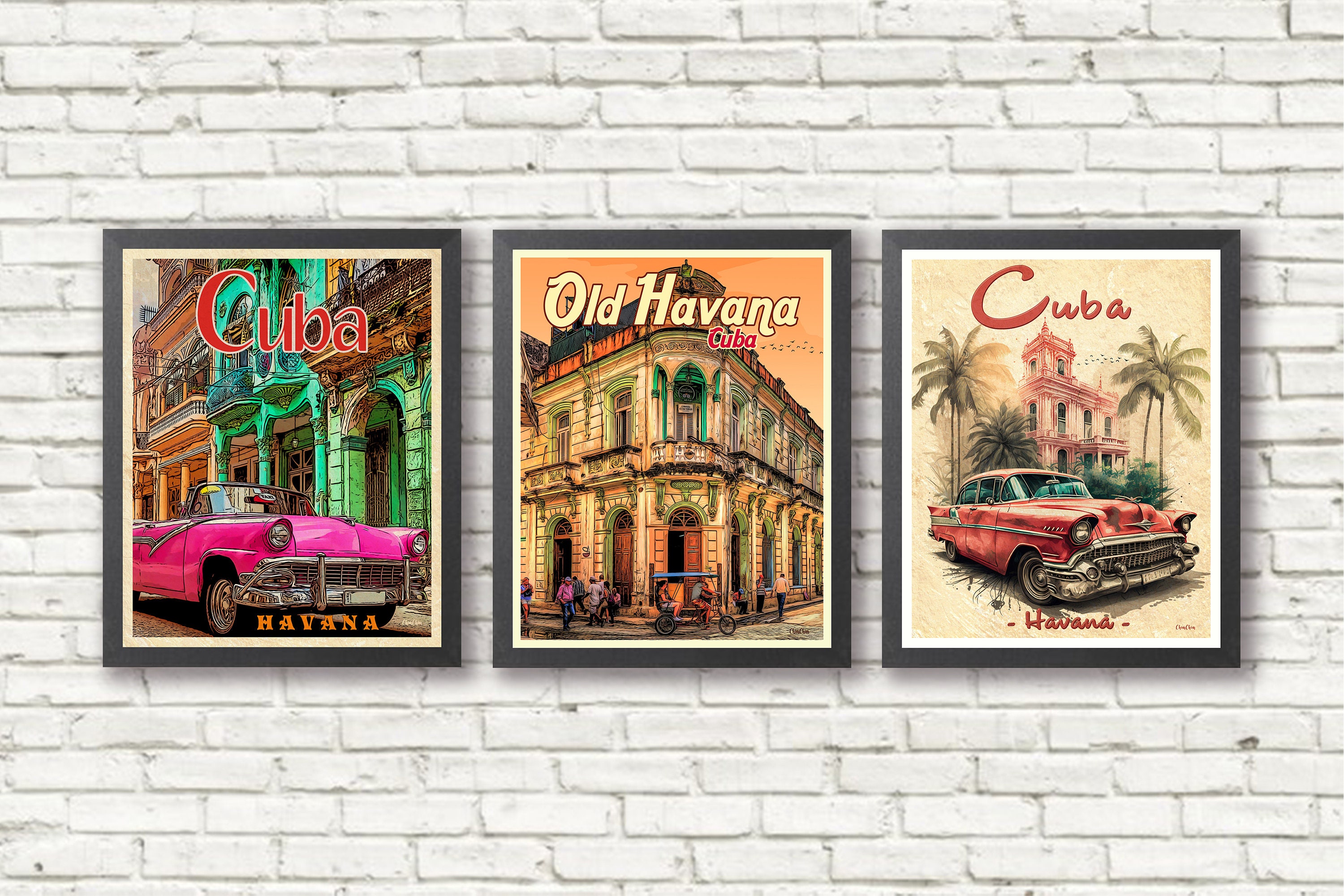 Set of 3 Cuba Travel Posters Cuba Printed Poster Cuba Wall Decor Wall ...