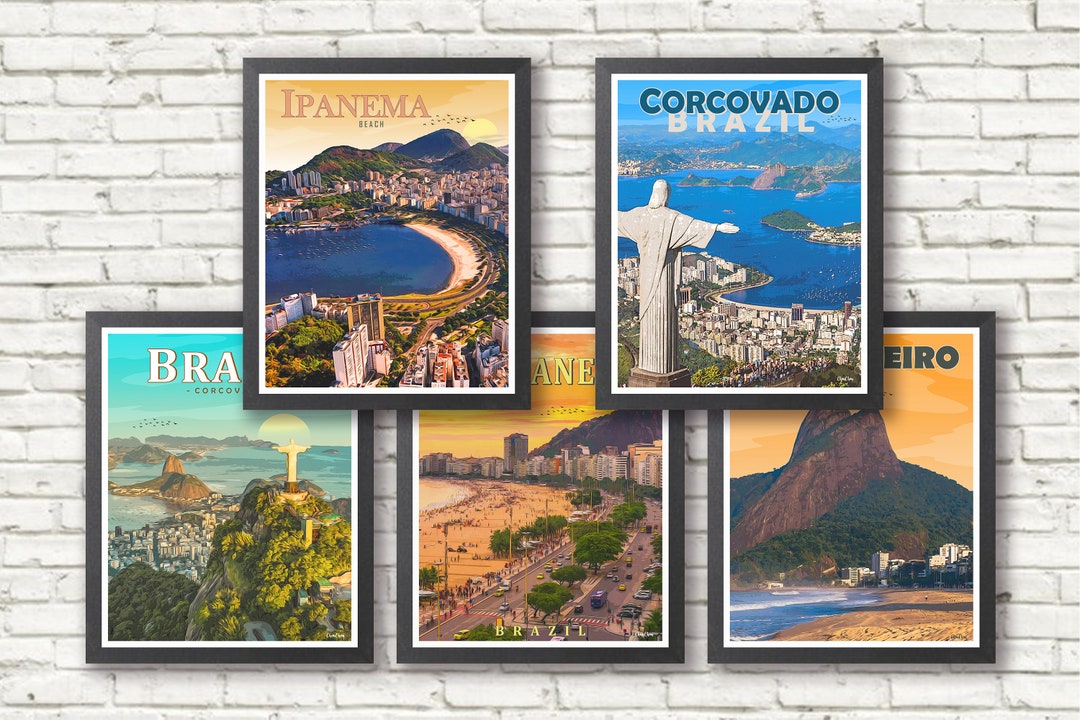 Set of 5 Brazil Travel Posters - Rio De Janeiro - Corcovado - Ipanema ...