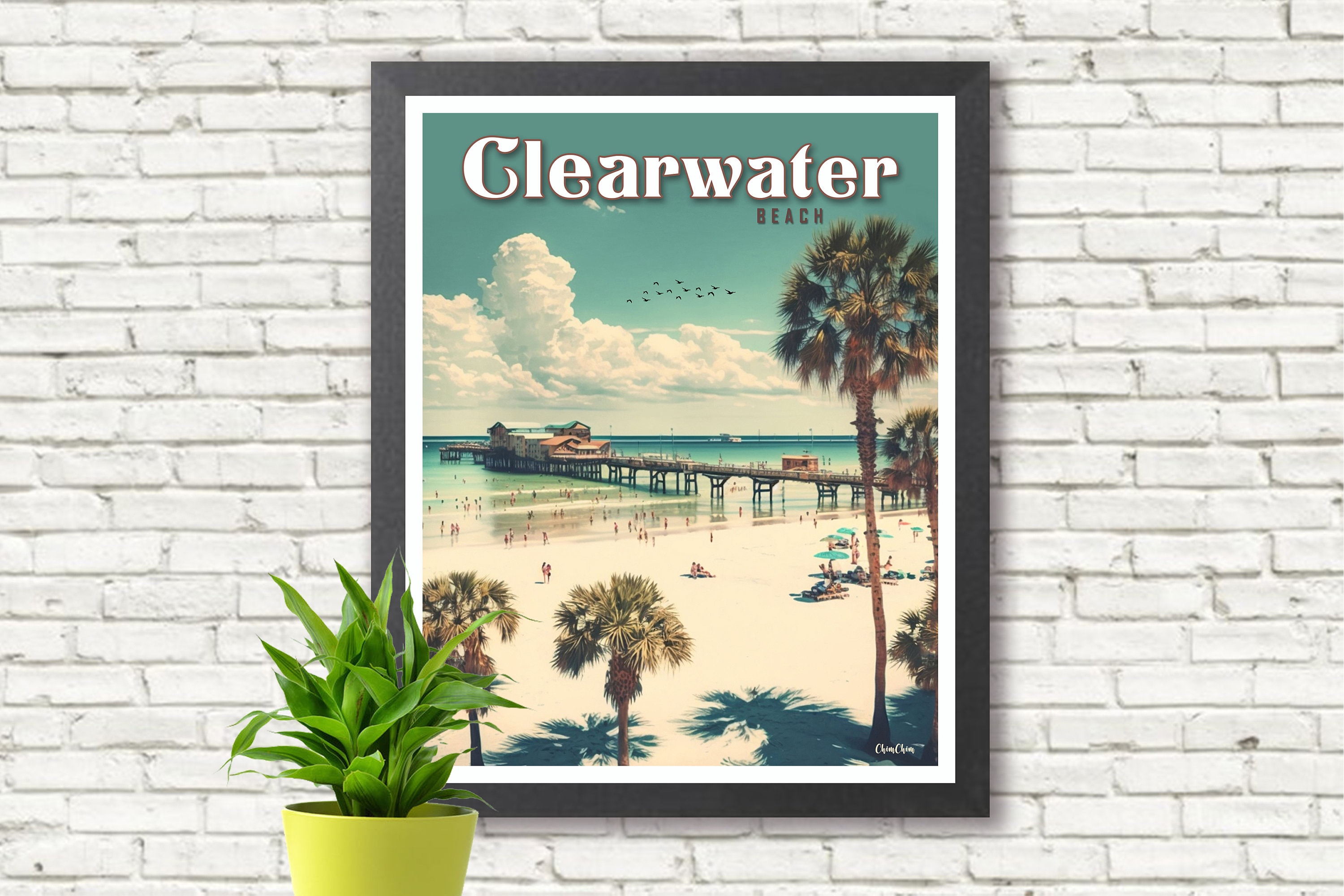 Clearwater Beach Travel Poster Florida Poster Print Wall - Etsy